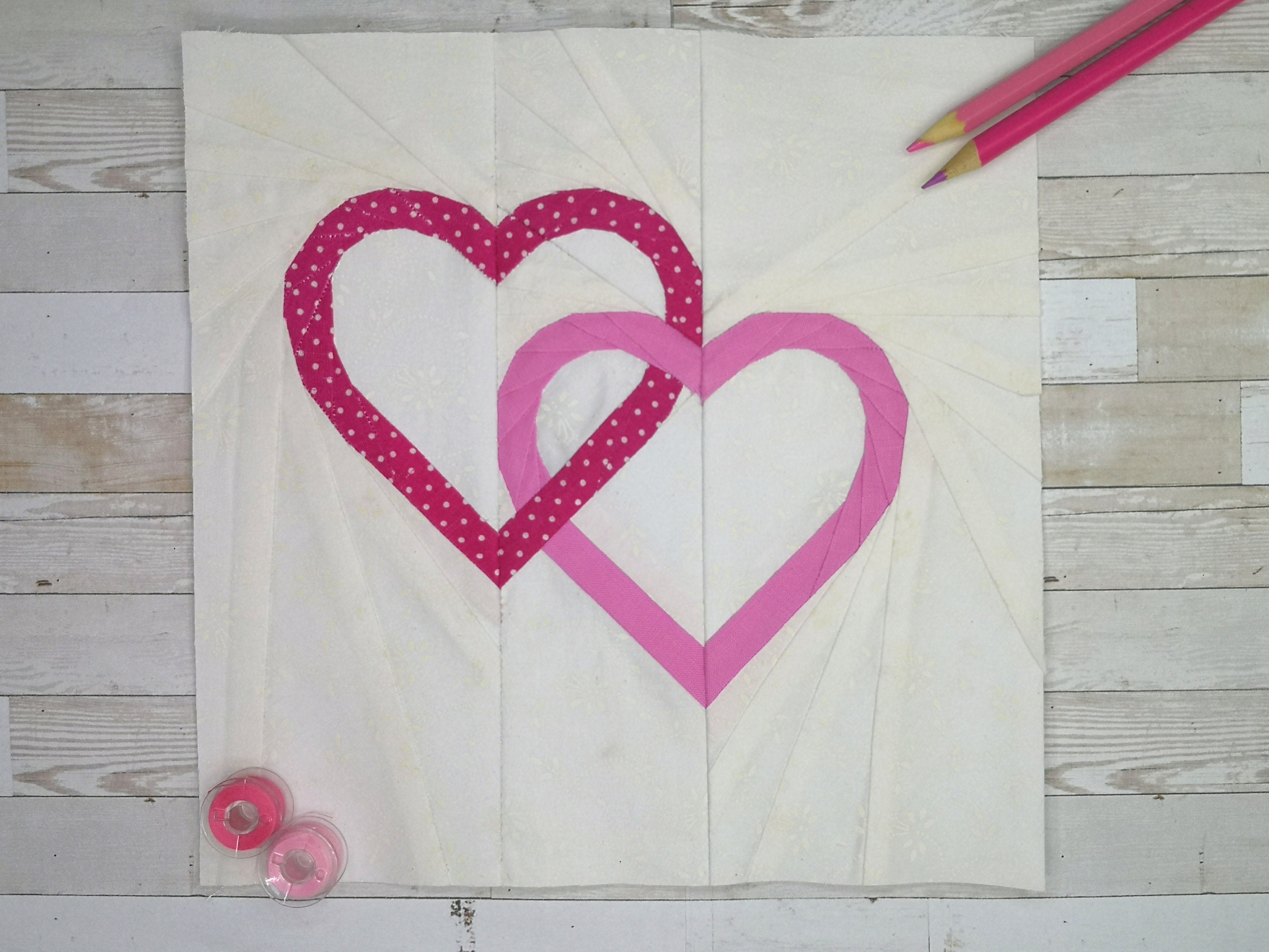 Connected Hearts, Foundation Paper Piecing Pattern (FPP), Quilt Block ...