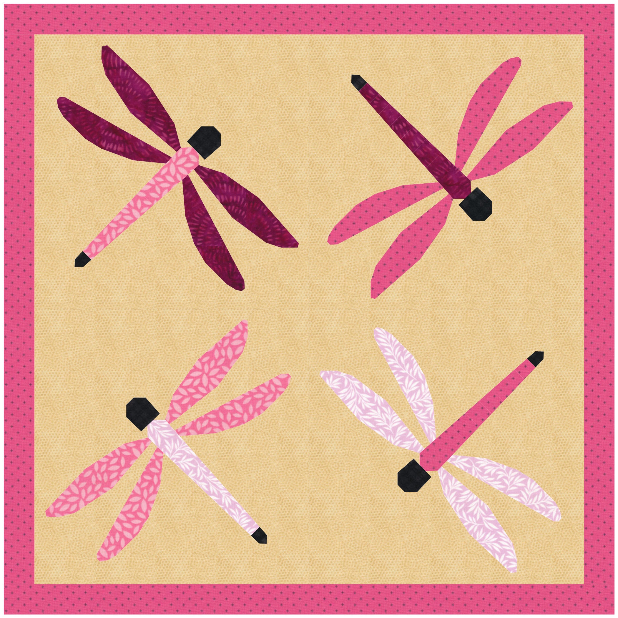 Dragonfly, Foundation Paper Piecing Pattern (FPP), Quilt Block, PDF ...