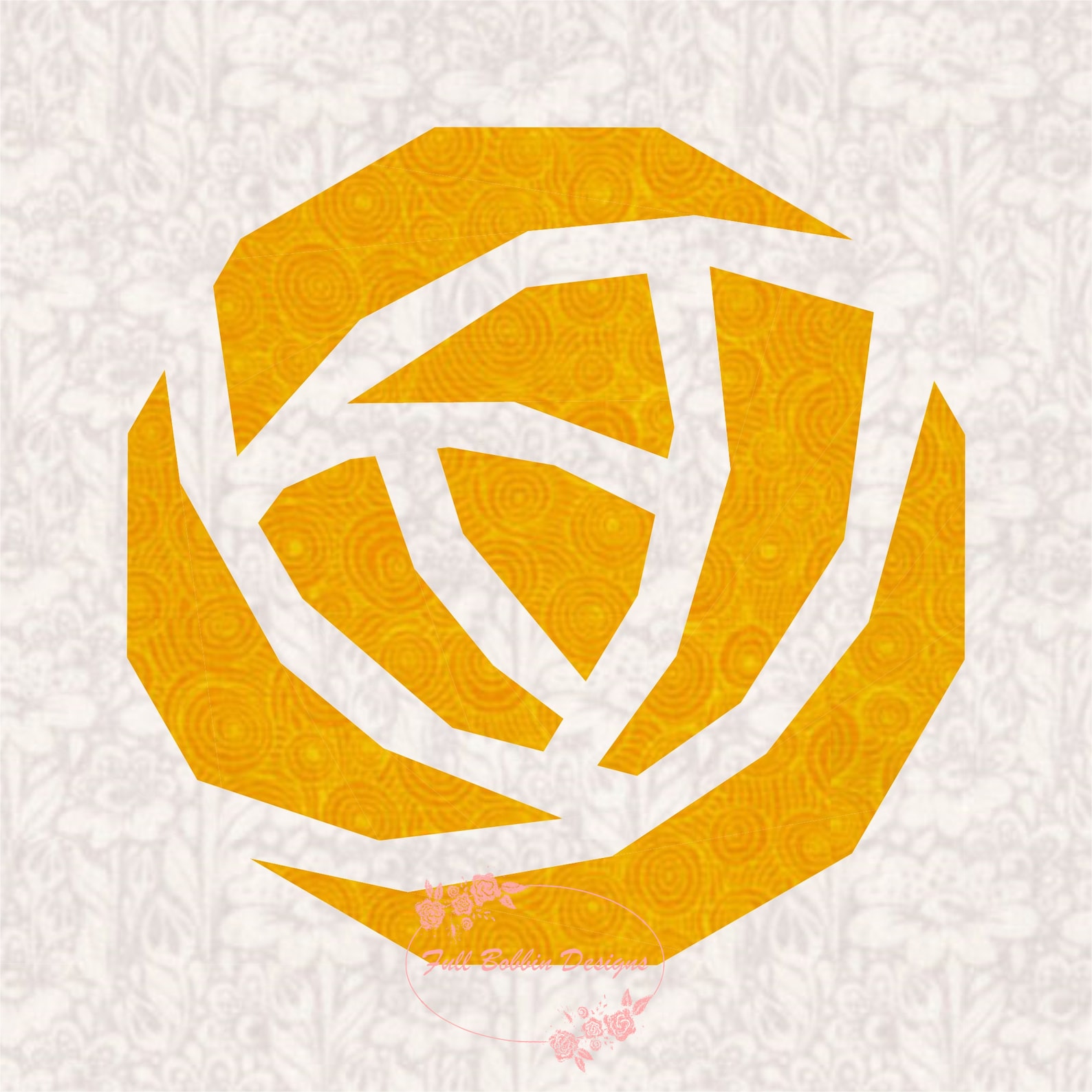 Art Nouveau Rose, Flower Foundation Paper Piecing Pattern (FPP), Quilt ...