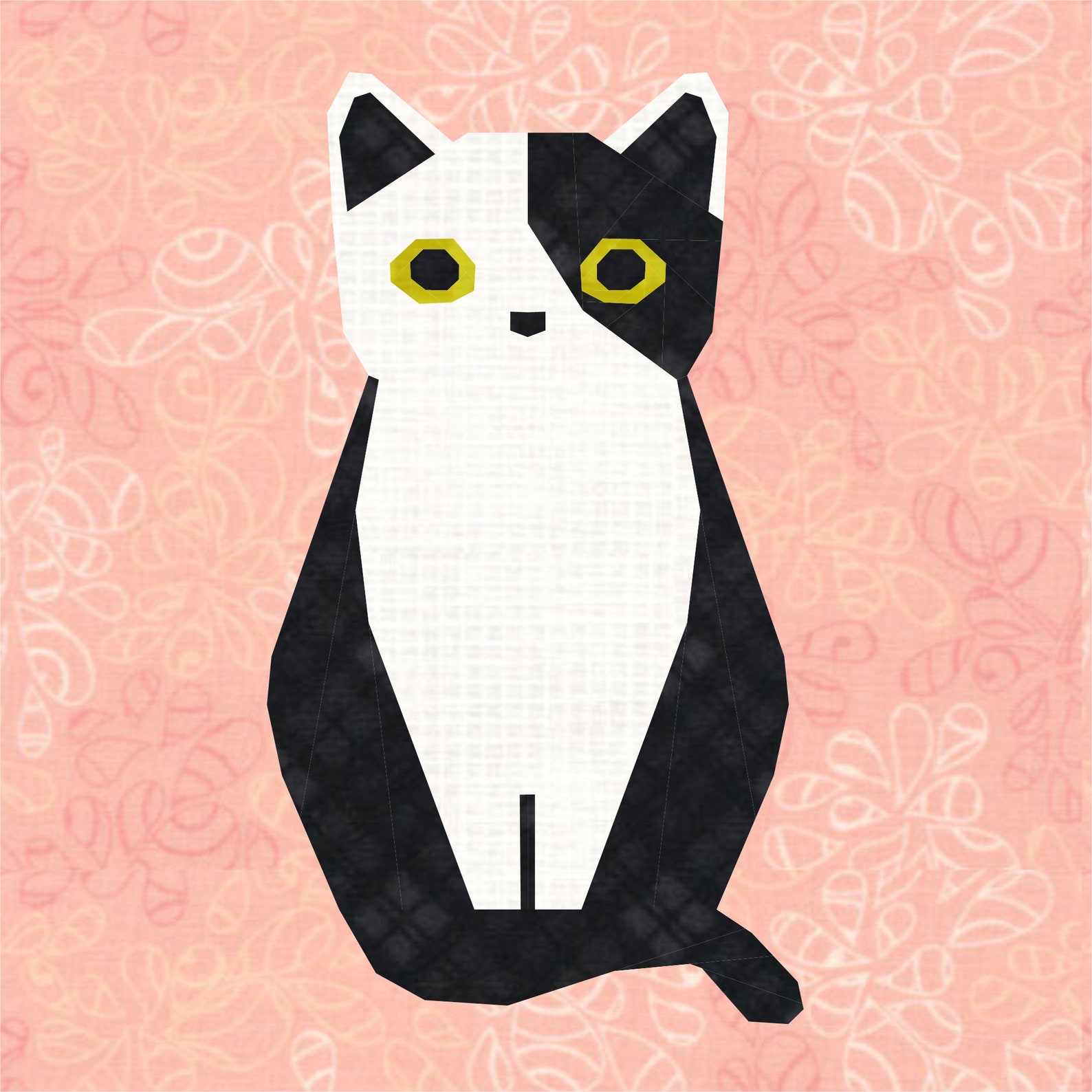 Cat! Foundation Paper Piecing Pattern (FPP Pattern), Quilt Block, 6 ...