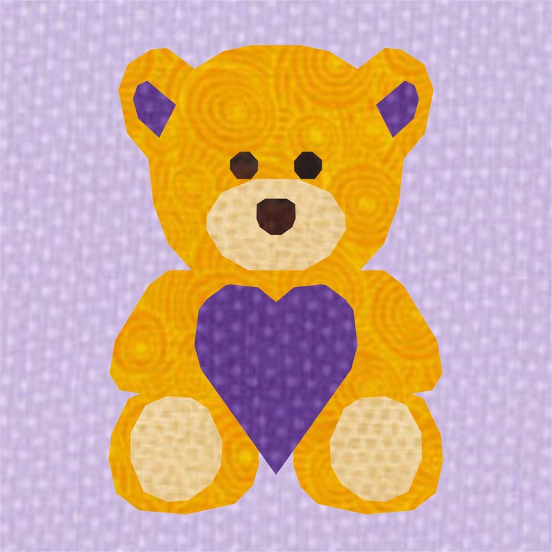 Teddy Bear Love Foundation Paper Piecing Pattern FPP Quilt - Etsy