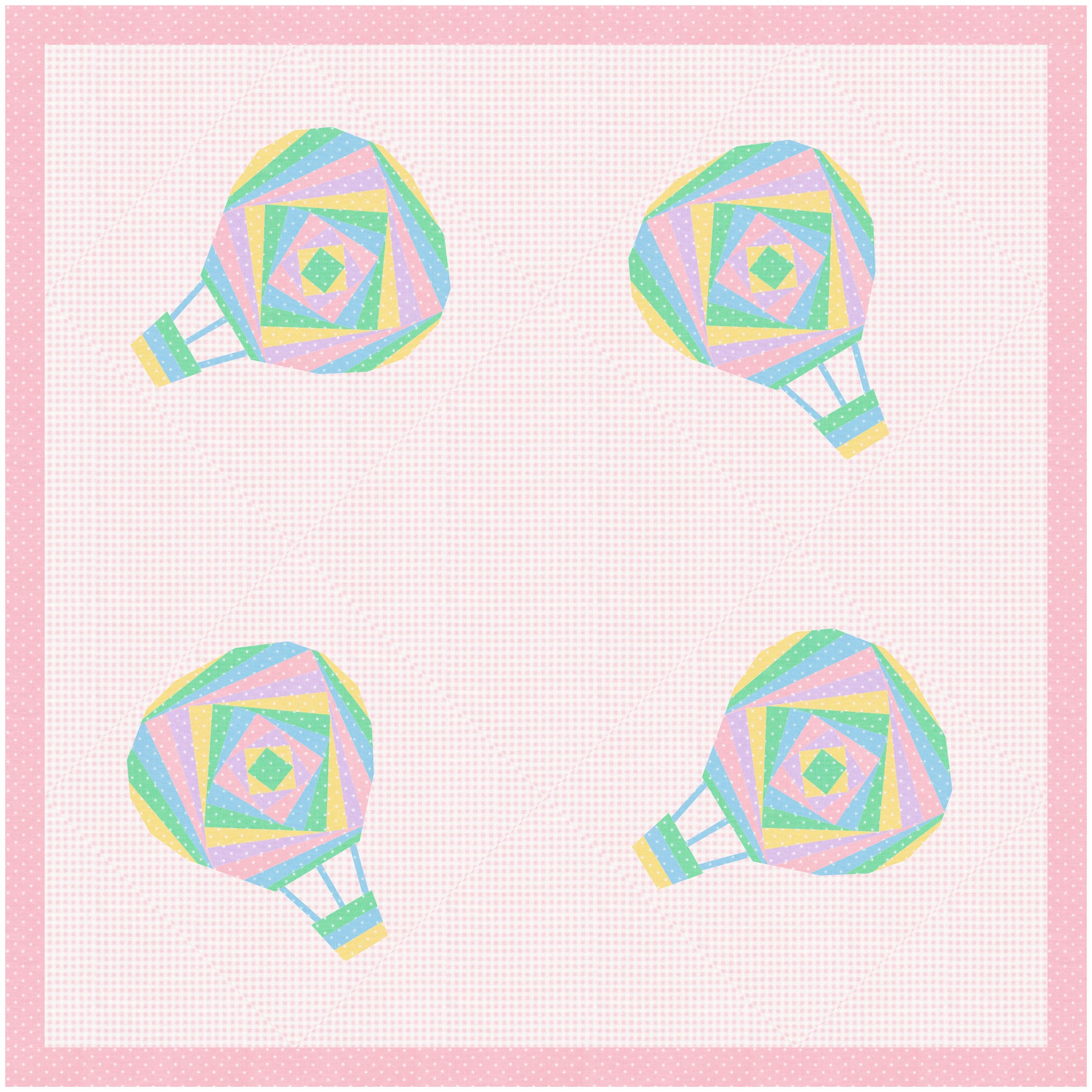 Up up & Away Hot Air Balloon Foundation Paper Piecing - Etsy