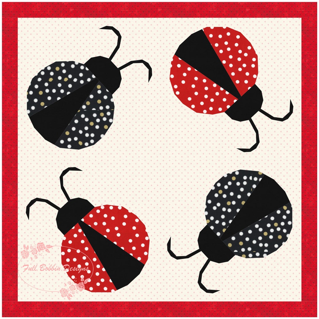 Lady Bug, Foundation Paper Piecing Pattern (FPP Pattern), Quilt Block ...