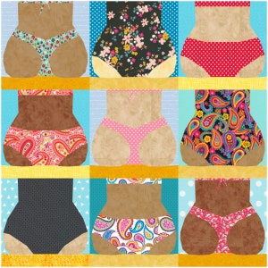 Beach Bums Foundation Paper Piecing Pattern (FPP), Quilt Block, PDF Pattern, 3 Designs Each in 4 ...