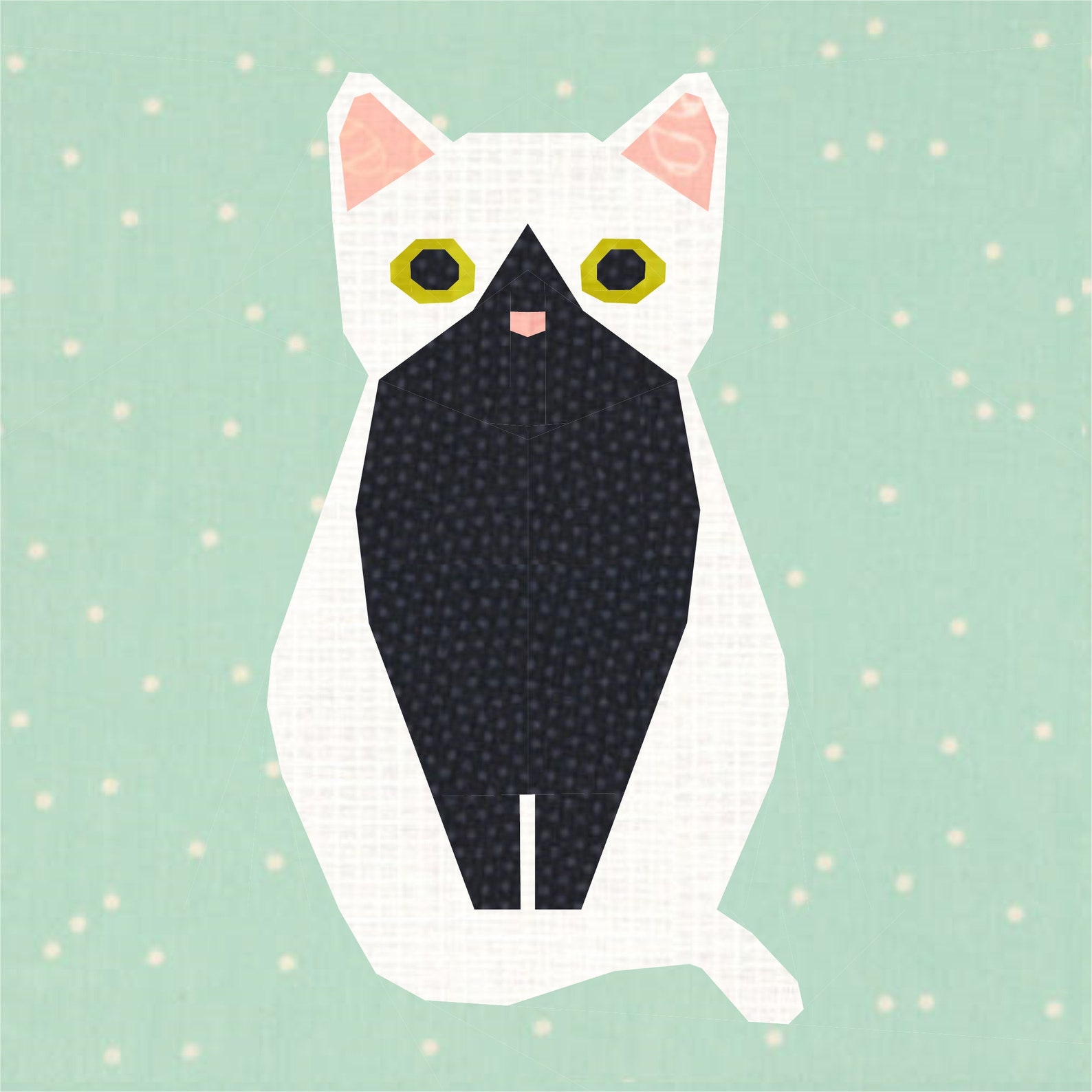 Cat! Foundation Paper Piecing Pattern (FPP Pattern), Quilt Block, 6 ...