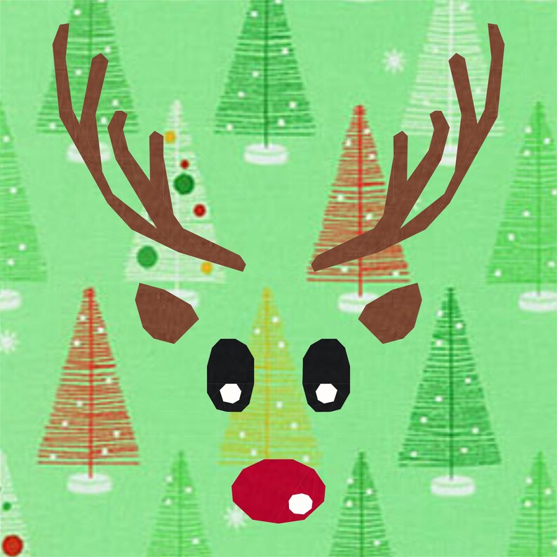 Red Nosed Reindeer Foundation Paper Piecing Pattern FPP | Etsy
