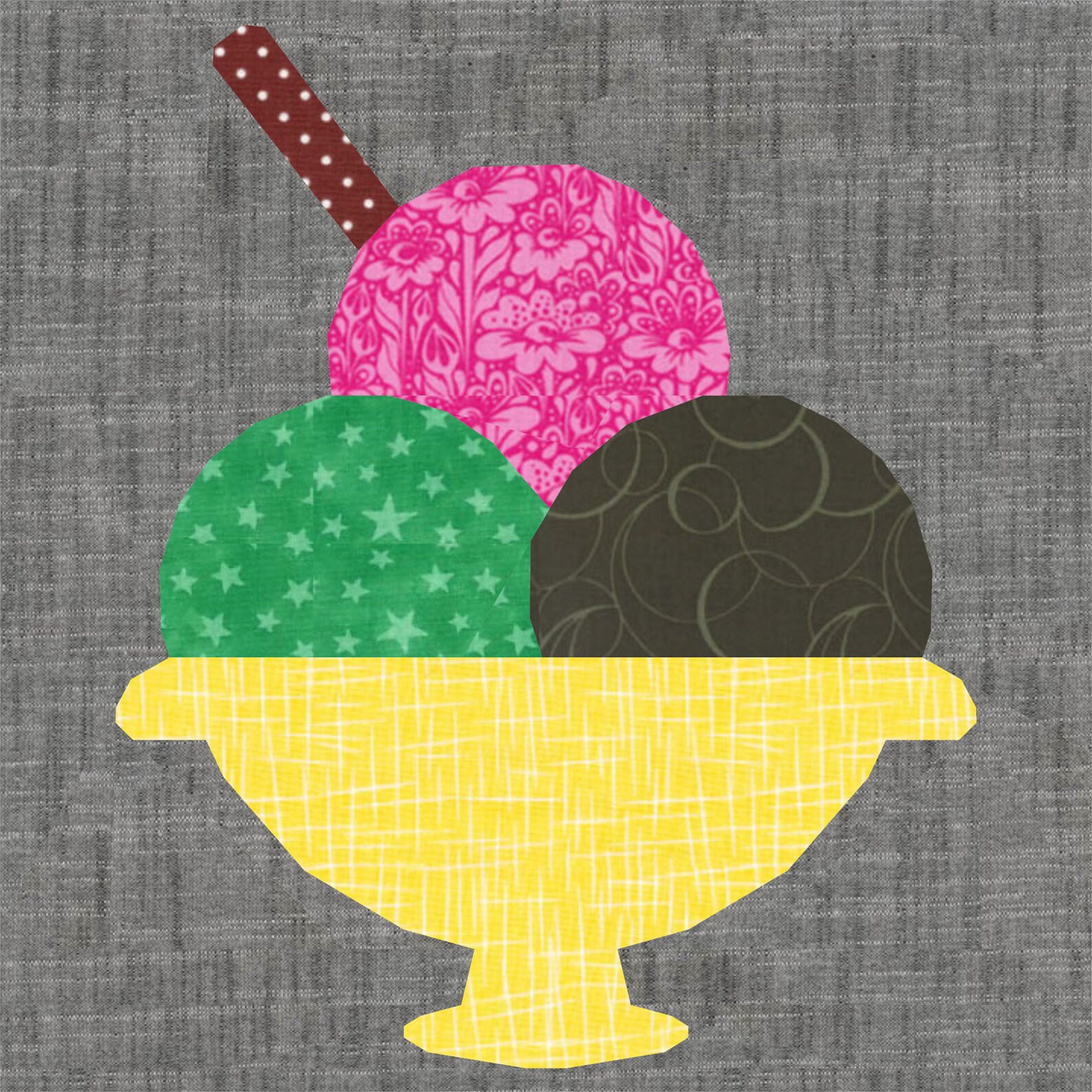 Sundae Fundae, Ice Cream, Foundation Paper Piecing Pattern (FPP), Quilt ...