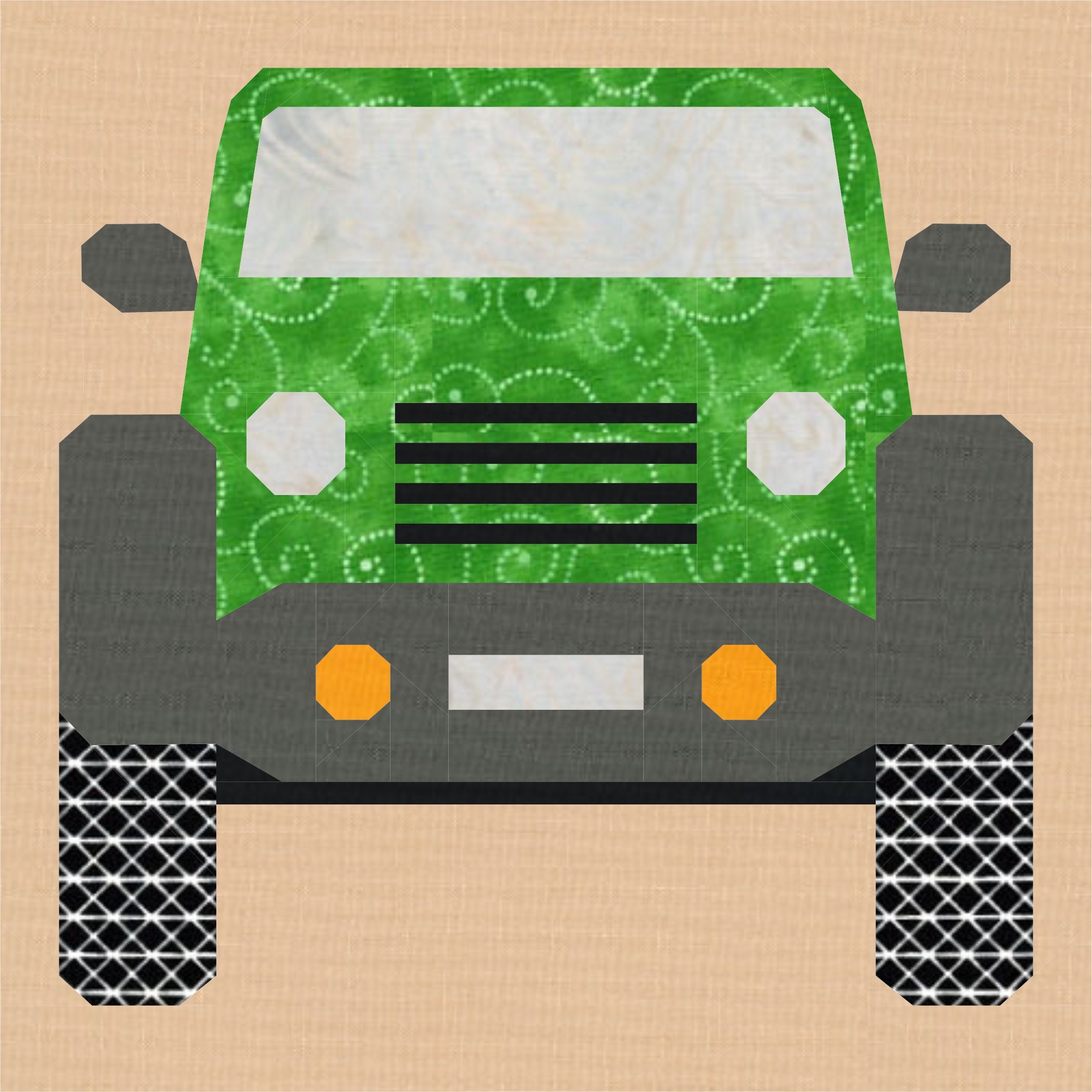 4x4 Off-road, Foundation Paper Piecing Pattern (FPP), Quilt Block, PDF ...
