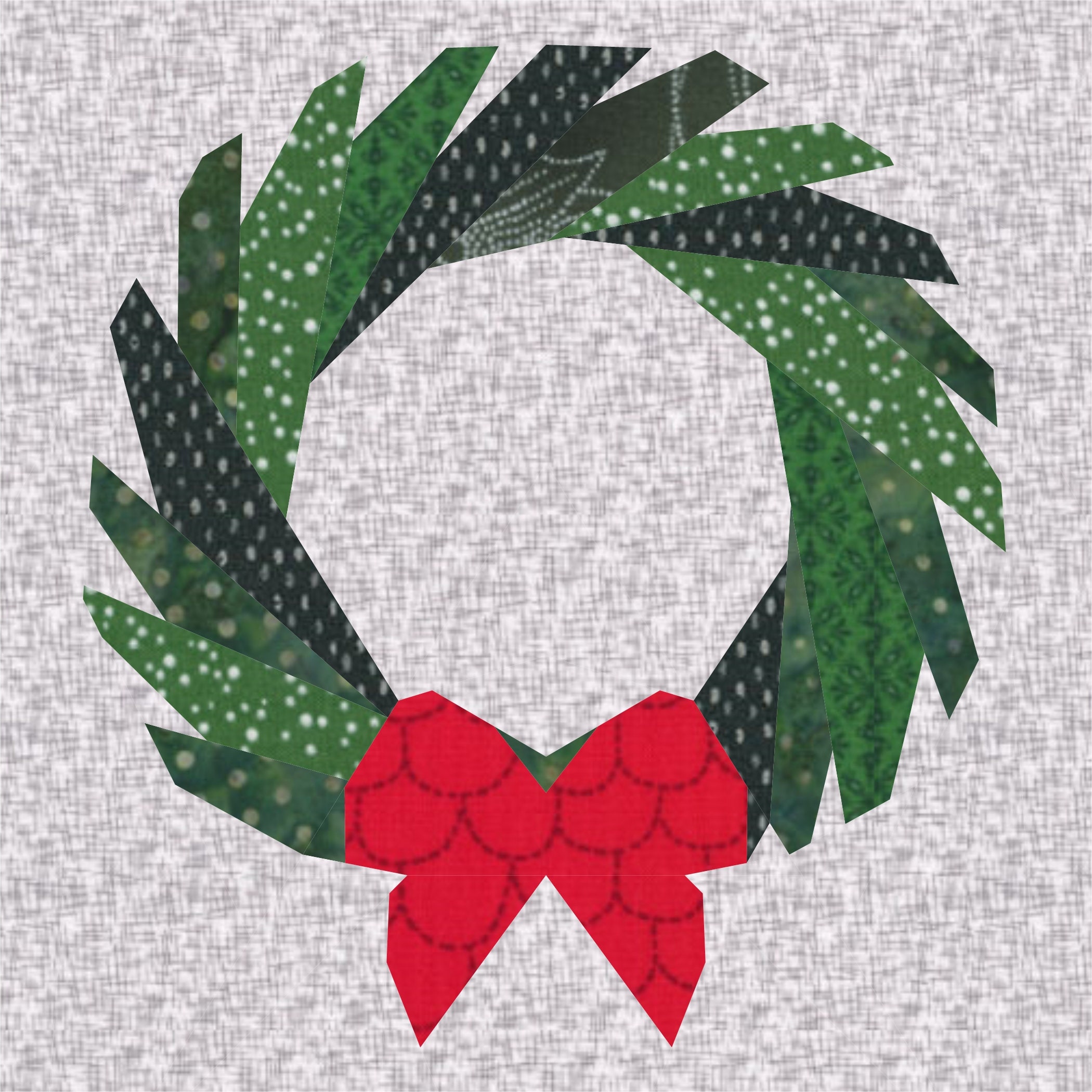 Christmas Wreath, Foundation Paper Piecing Pattern (FPP), Quilt Block ...