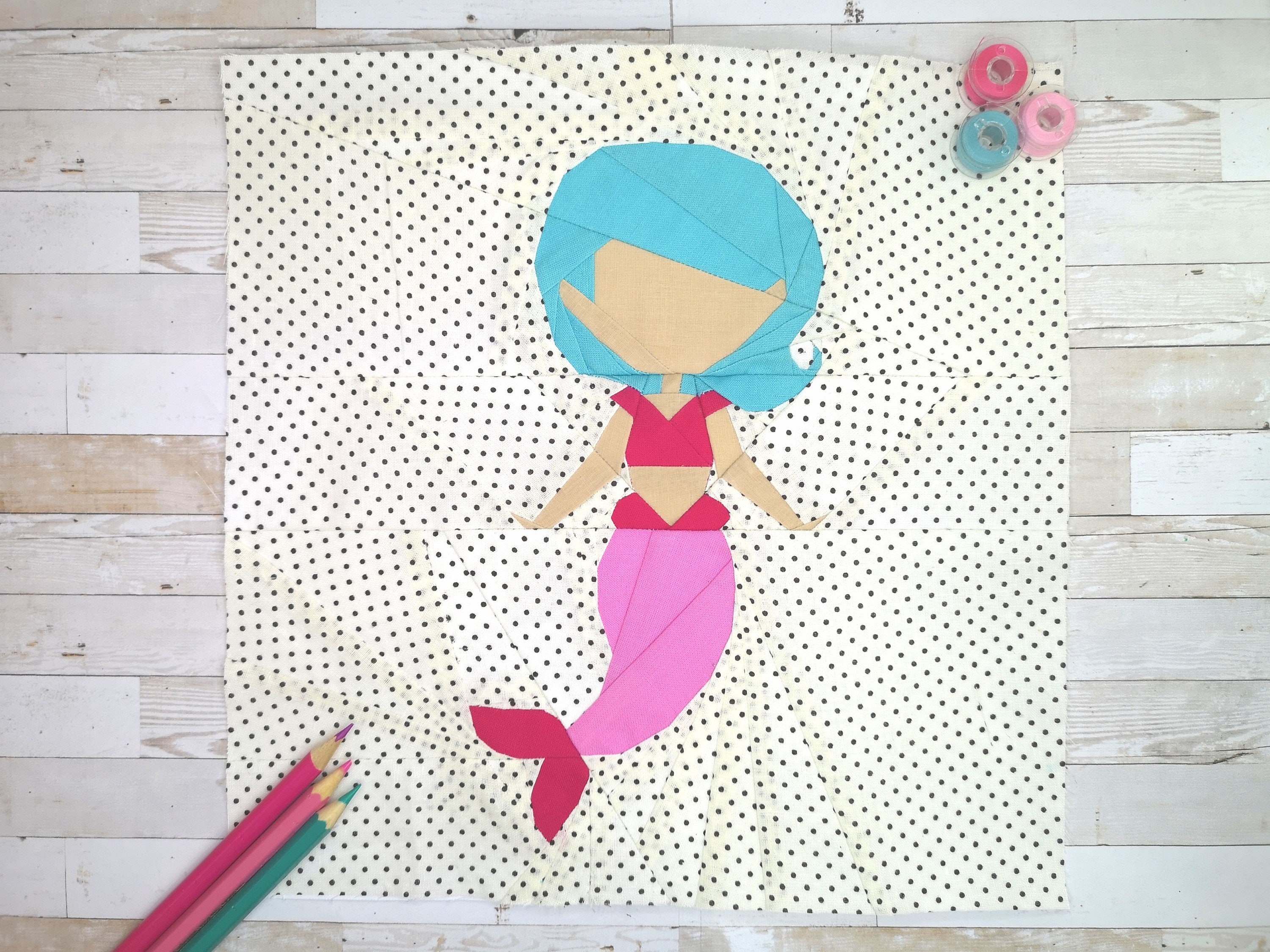 Mermaid Foundation Paper Piecing Pattern FPP Quilt Block - Etsy