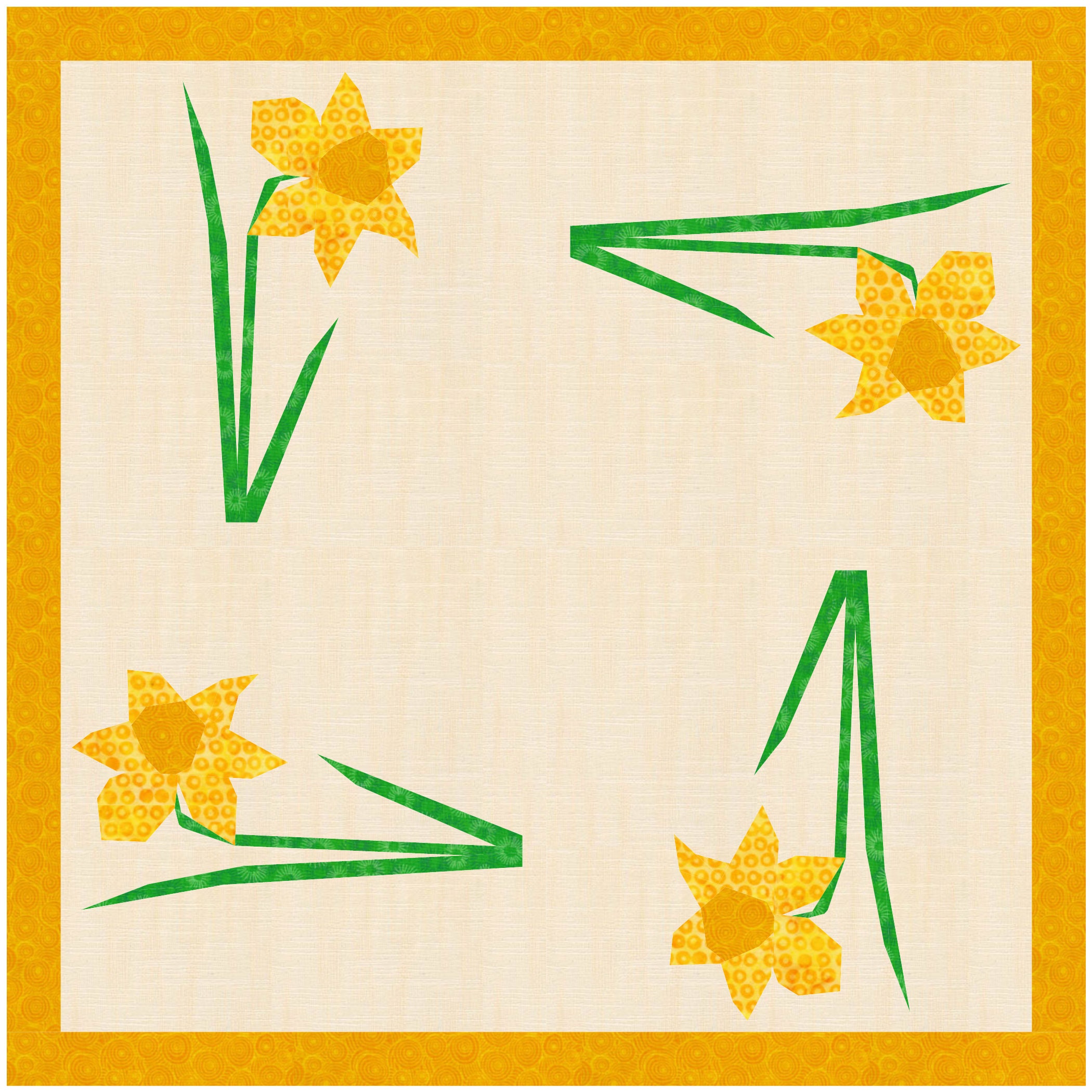 Daffodil Flower Foundation Paper Piecing Pattern FPP Quilt | Etsy