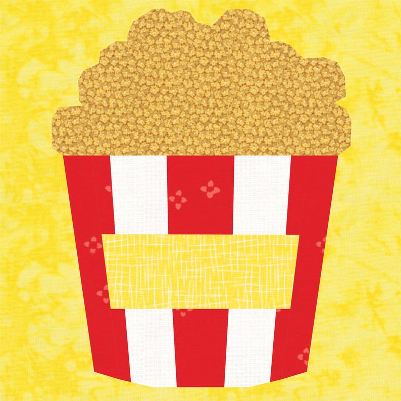 Popcorn, Movie Night, Foundation Paper Piecing Pattern (FPP), Quilt ...