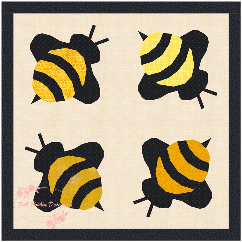 Bumble Bee, Foundation Paper Piecing Pattern (FPP Pattern), Quilt Block ...