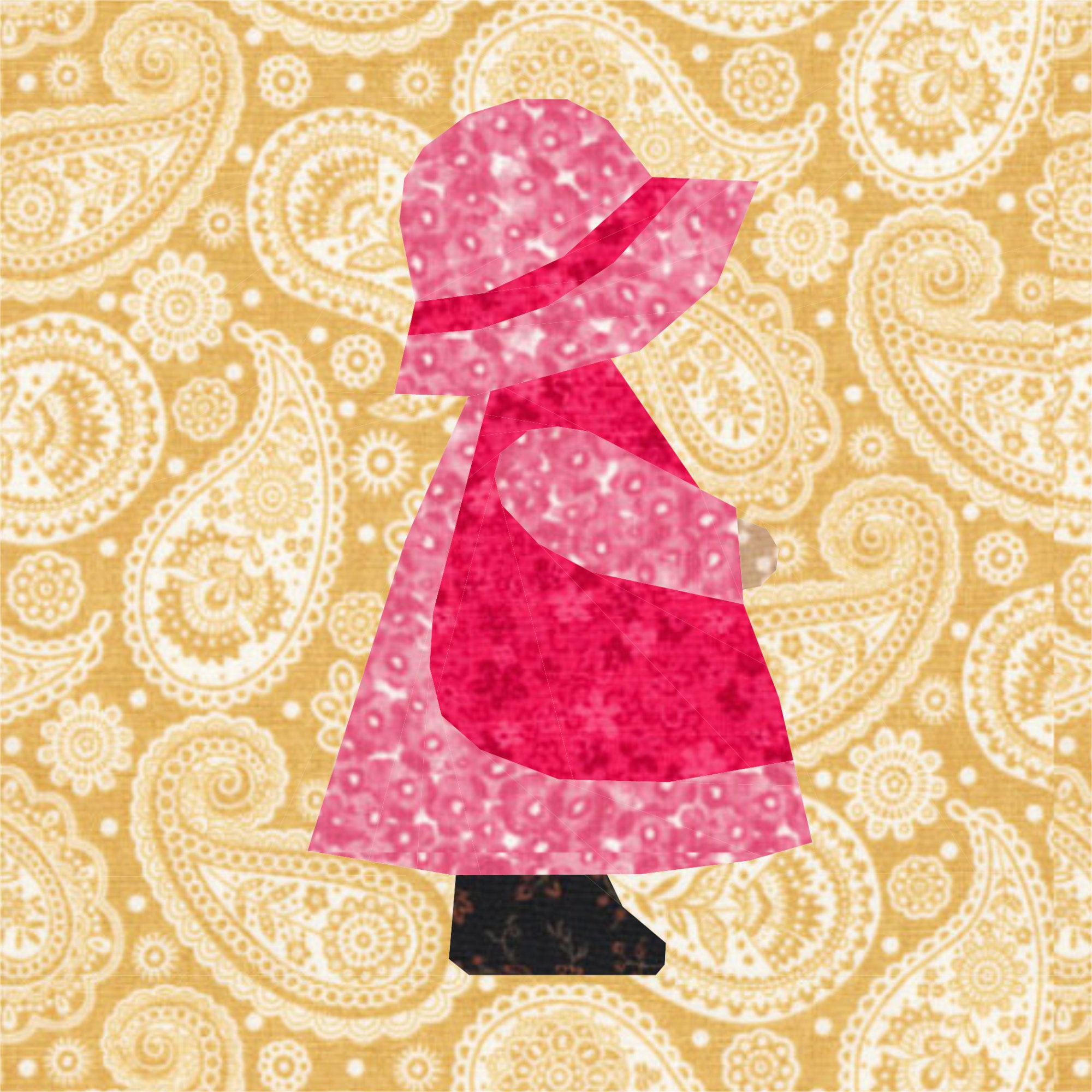 Sue Bonnet Girl Quilt Block, FPP PDF Pattern, 3 Sizes - Etsy