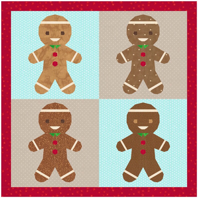 Gingie the Gingerbread, Foundation Paper Piecing Pattern (FPP), Quilt ...