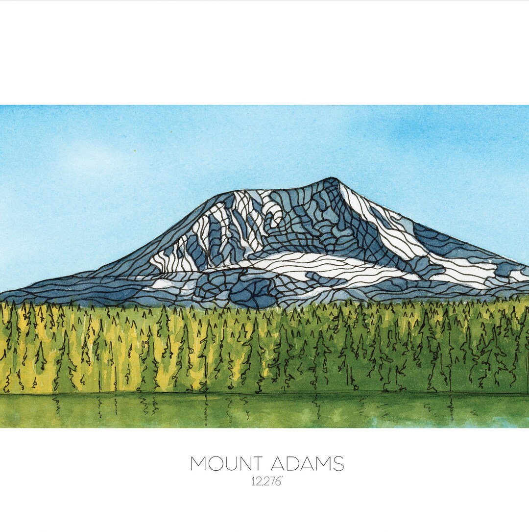 Mount Adams, Art Print From Original Watercolor, Matted - Etsy