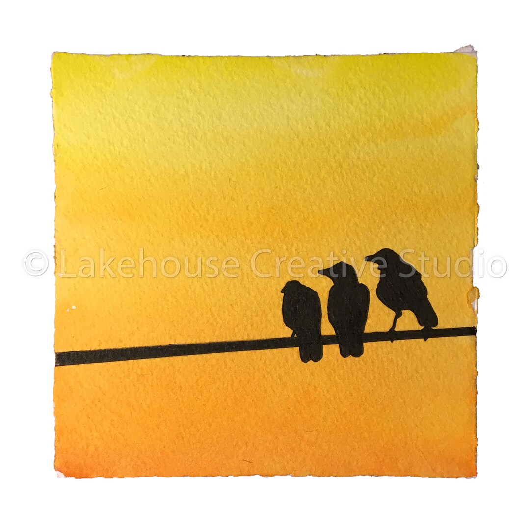 Thug Life Crows Tiny Watercolor Small Painting Unique - Etsy