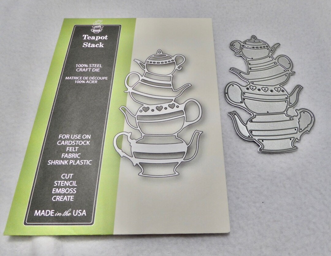 Teapot Stack Steel Craft Die by Poppy Stamps Style 1157 Cut-stencil ...
