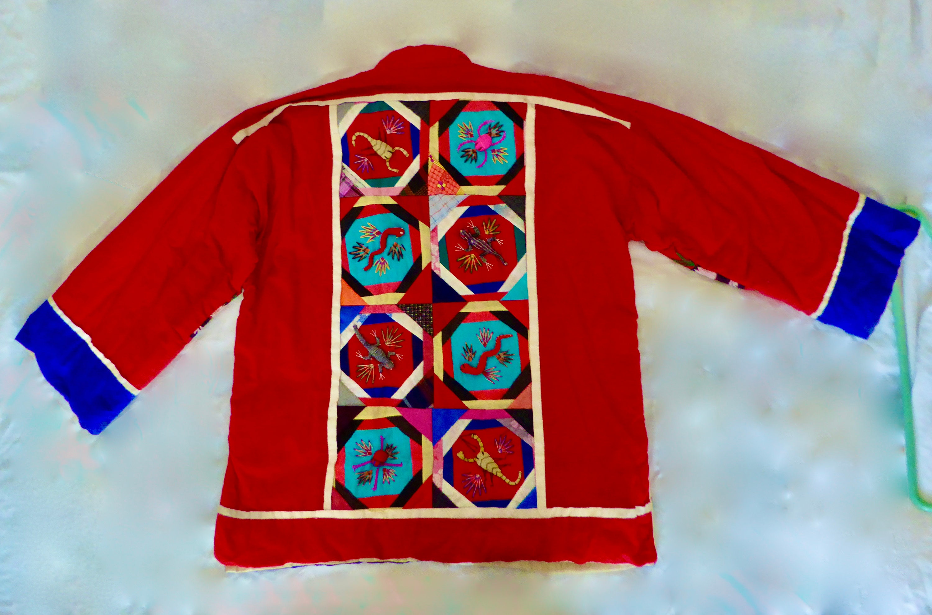 Chinese Bai Jia Bei Good Luck Jacket/coat Quilted Patchwork Embroidered ...