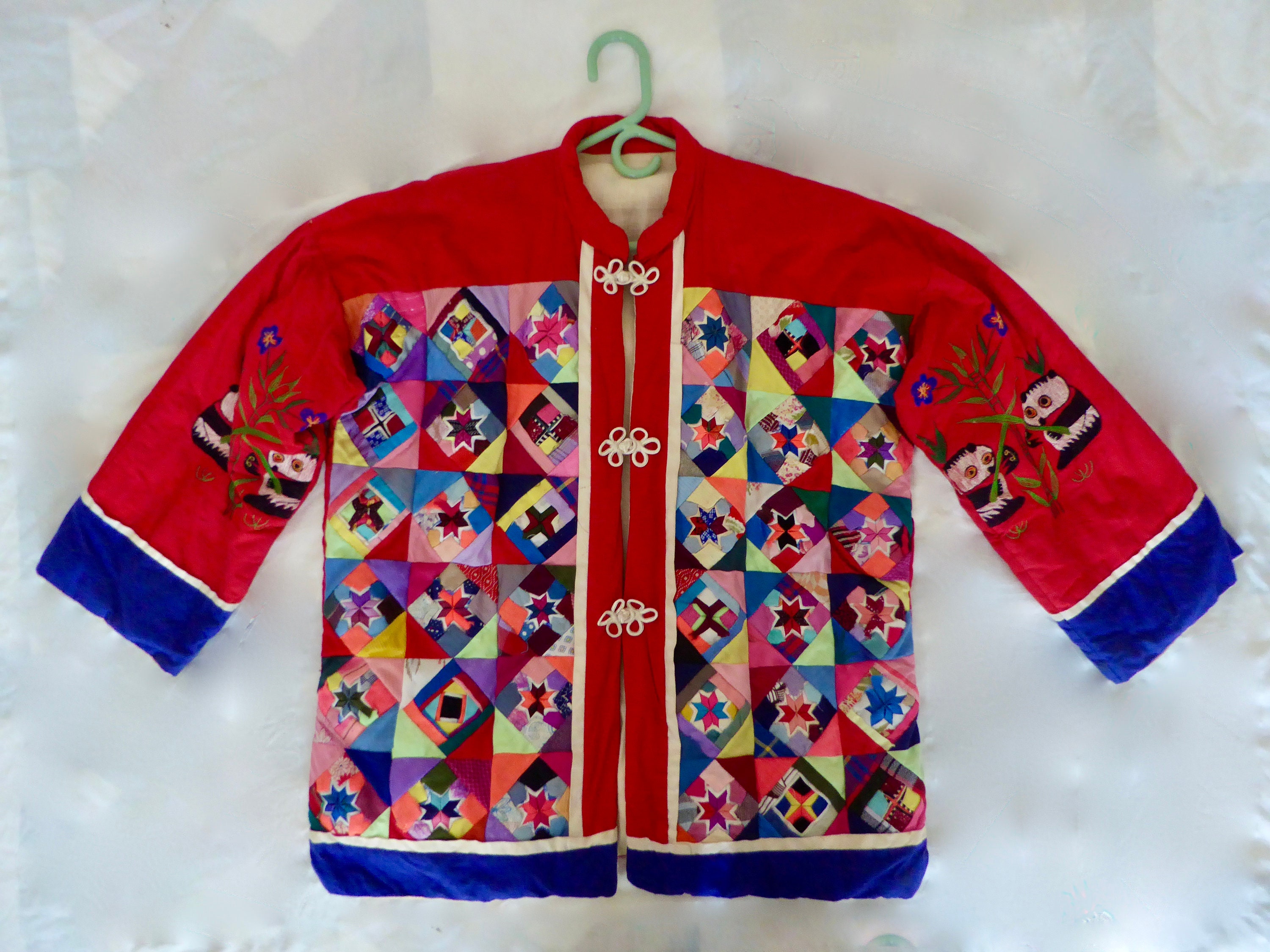Chinese Bai Jia Bei Good Luck Jacket/coat Quilted Patchwork Embroidered ...