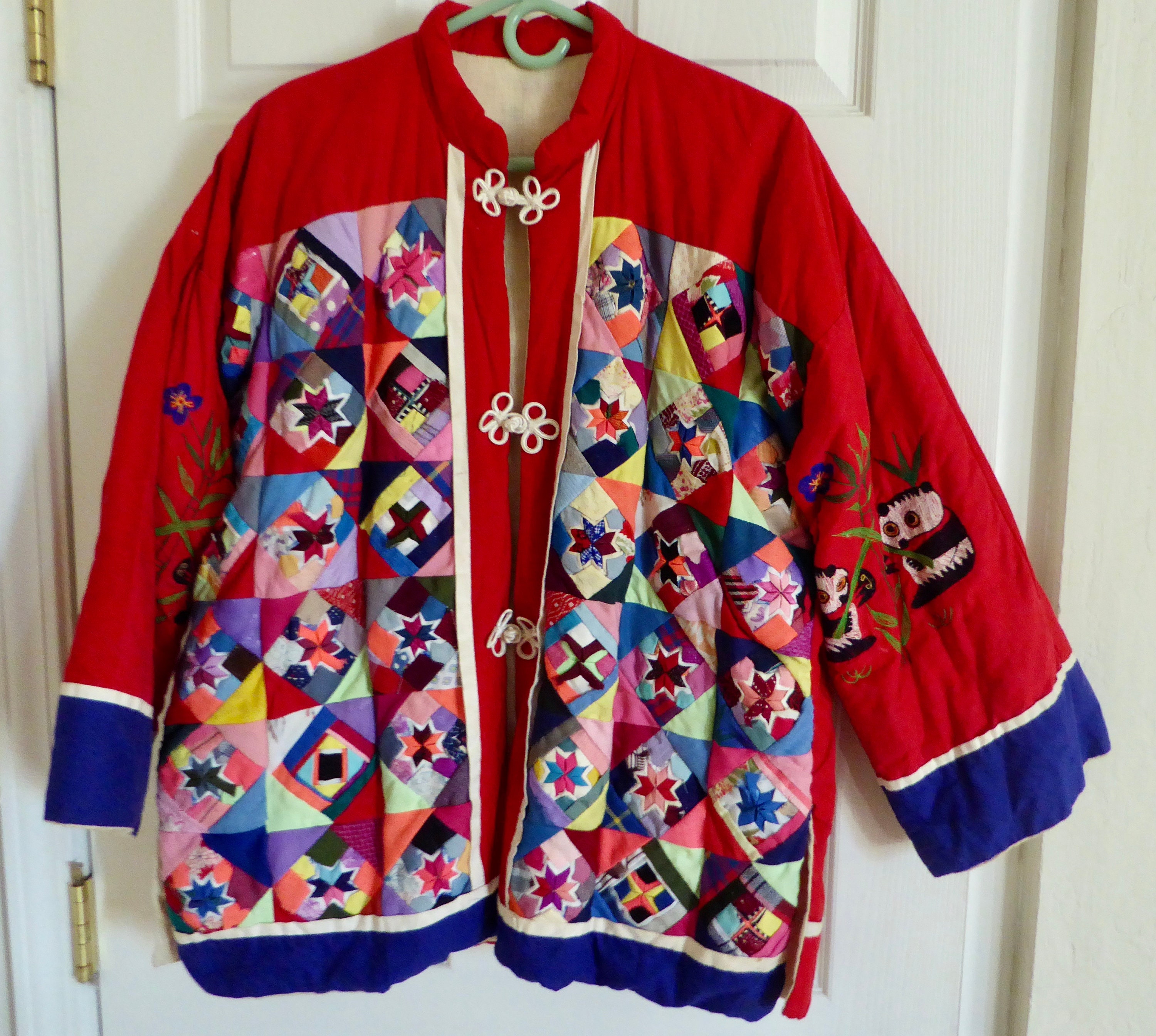 Chinese Bai Jia Bei Good Luck Jacket/coat Quilted Patchwork Embroidered ...