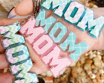 Mom Keychains SVG Bundle File Glowforge Laser Cut File Mom Keychains ...