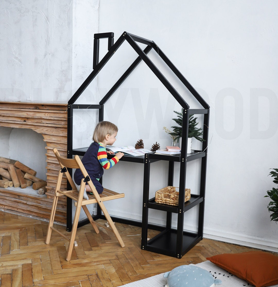 Kids Desk With Shelves by Busywood, House Table, Wooden Desk, Kids ...
