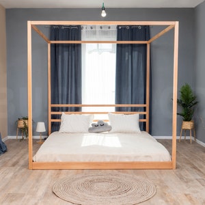 Square Canopy Bed, Four Poster Bed, King Size Bed, Low Platform Bed ...