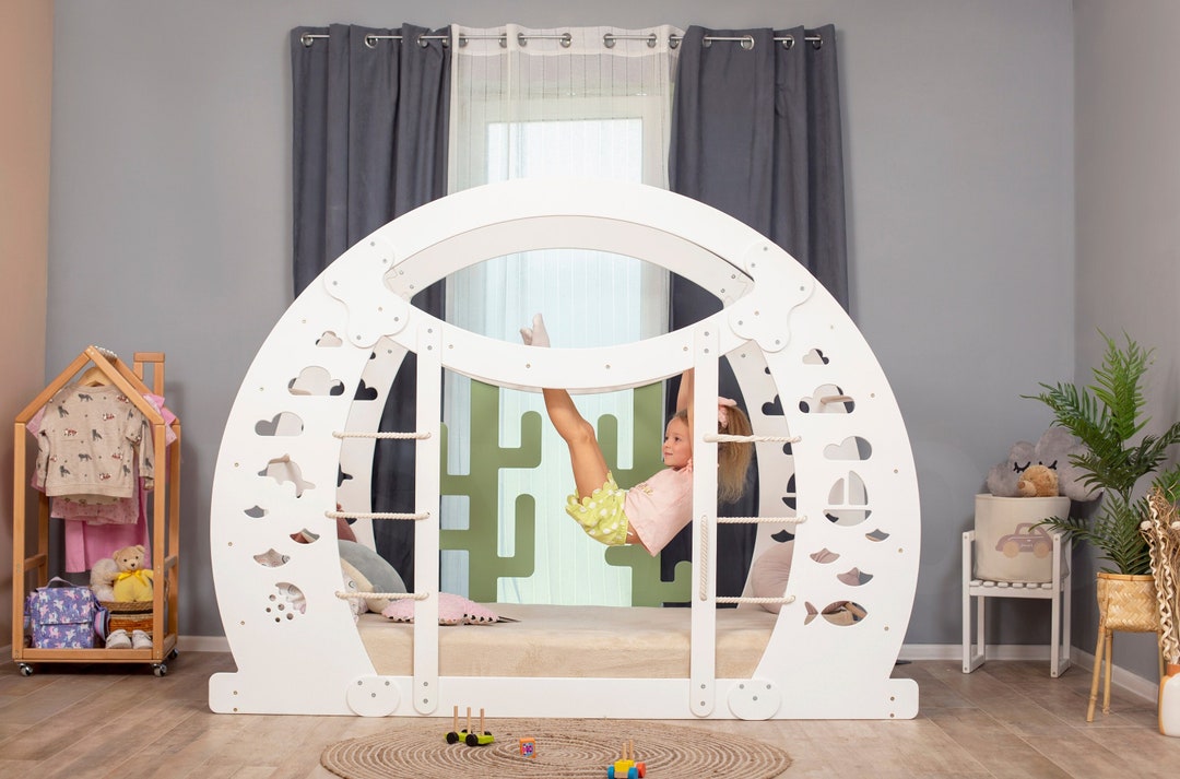 Montessori Climbing Bed, Toddler Floor Bed, Gym Bed With Climbing Wall ...