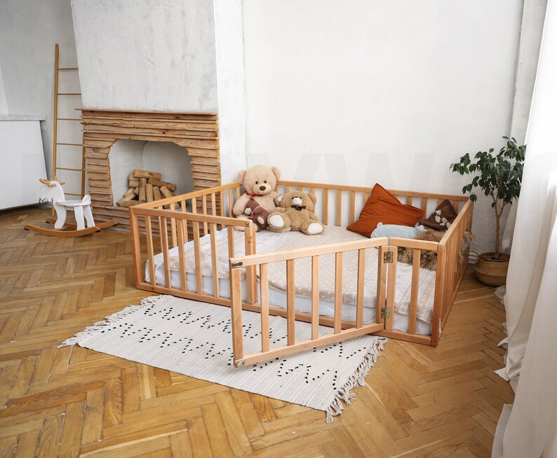 Solid Wood Platform Bed Frame Floor Bed Playpen Bed by - Etsy