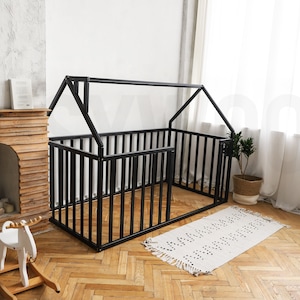 House Playpen Bed With Fall Protection by Busywood, Platform Toddler ...