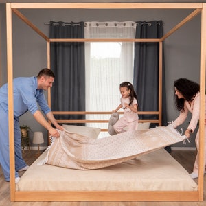 Square Canopy Bed, Four Poster Bed, King Size Bed, Low Platform Bed ...