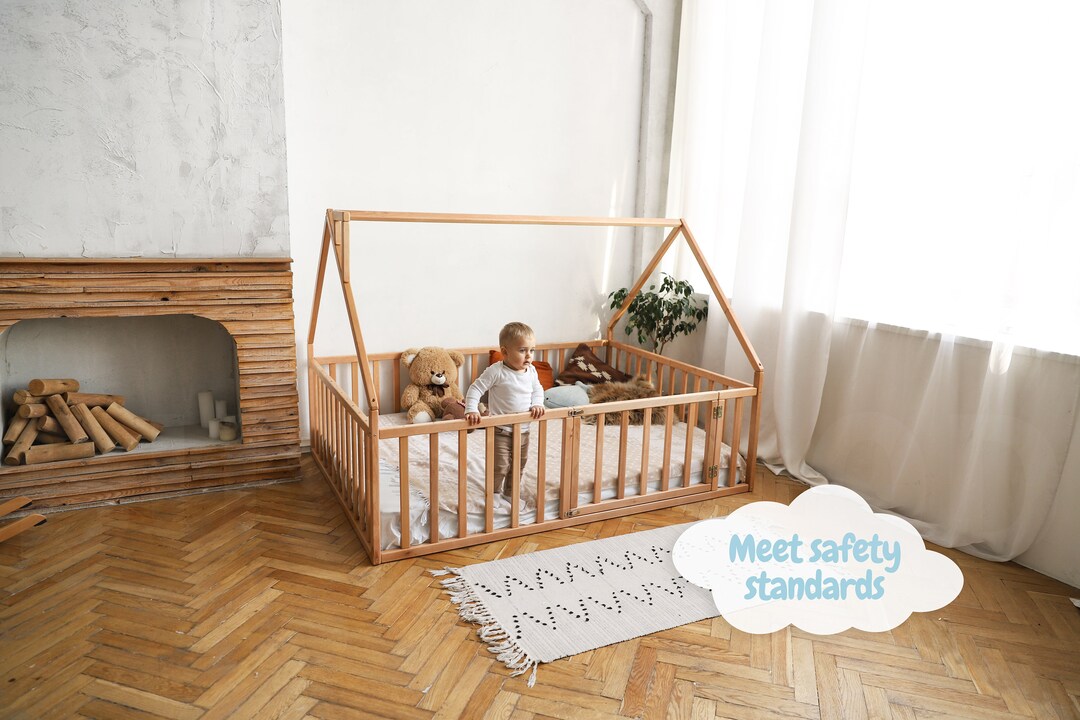 House Playpen Bed for Montessori Toddler by Busywood, Wooden House Bed ...