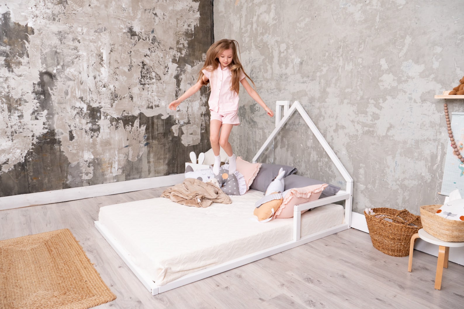 Montessori twin floor bed Toddler bed Wood bed frame Platform | Etsy