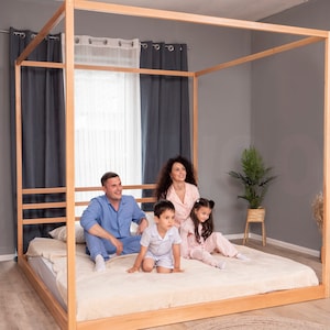 Square Canopy Bed, Four Poster Bed, King Size Bed, Low Platform Bed ...