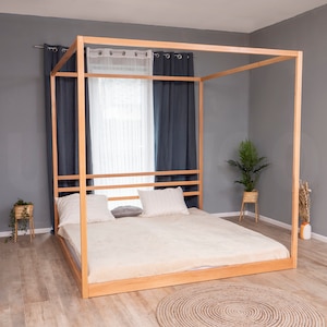 Square Canopy Bed, Four Poster Bed, King Size Bed, Low Platform Bed ...