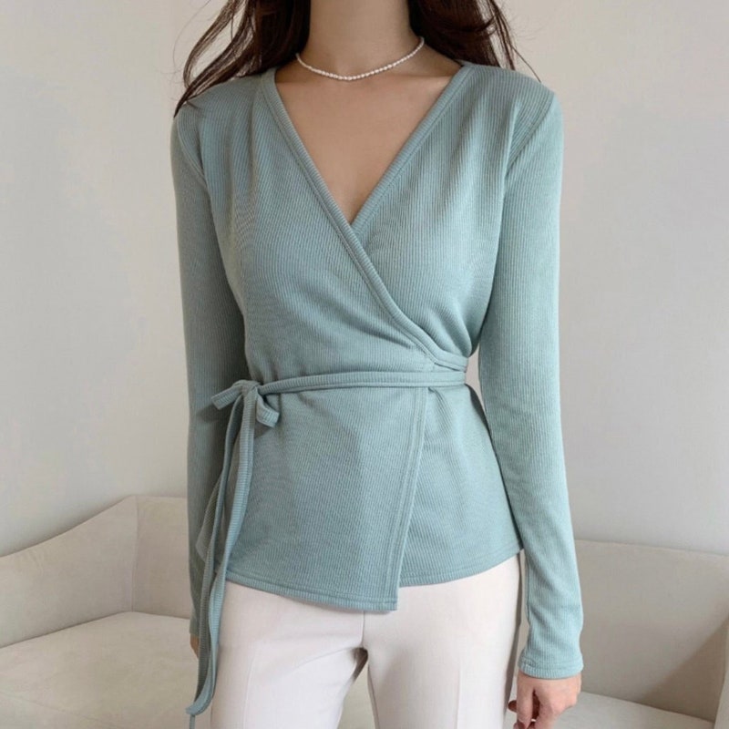 Grey Wrap Top - Etsy