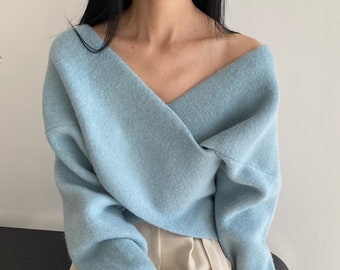 Wrap Sweater / Sweaters for Women / Knit Top / Wrap Top / | Etsy