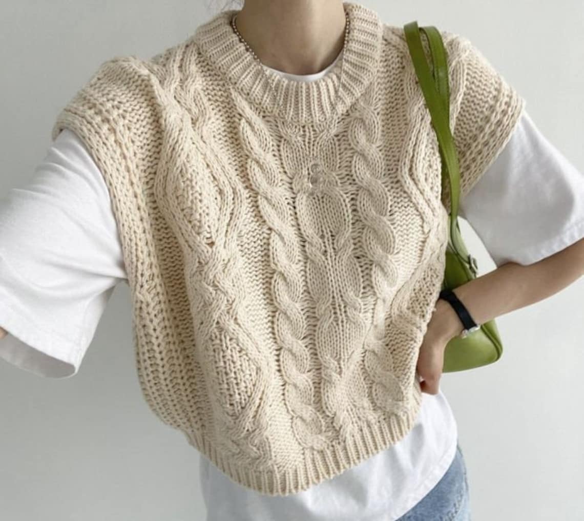 Sweater Vest / Knit Vest / Cable Knit Vest / Sweaters for - Etsy