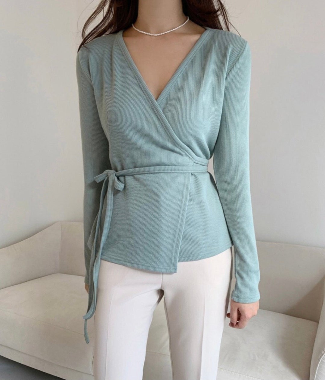 Top for Women / Wrap Top / Wrap Mood Top / Wrap Tie Blouse / V-neck Top ...