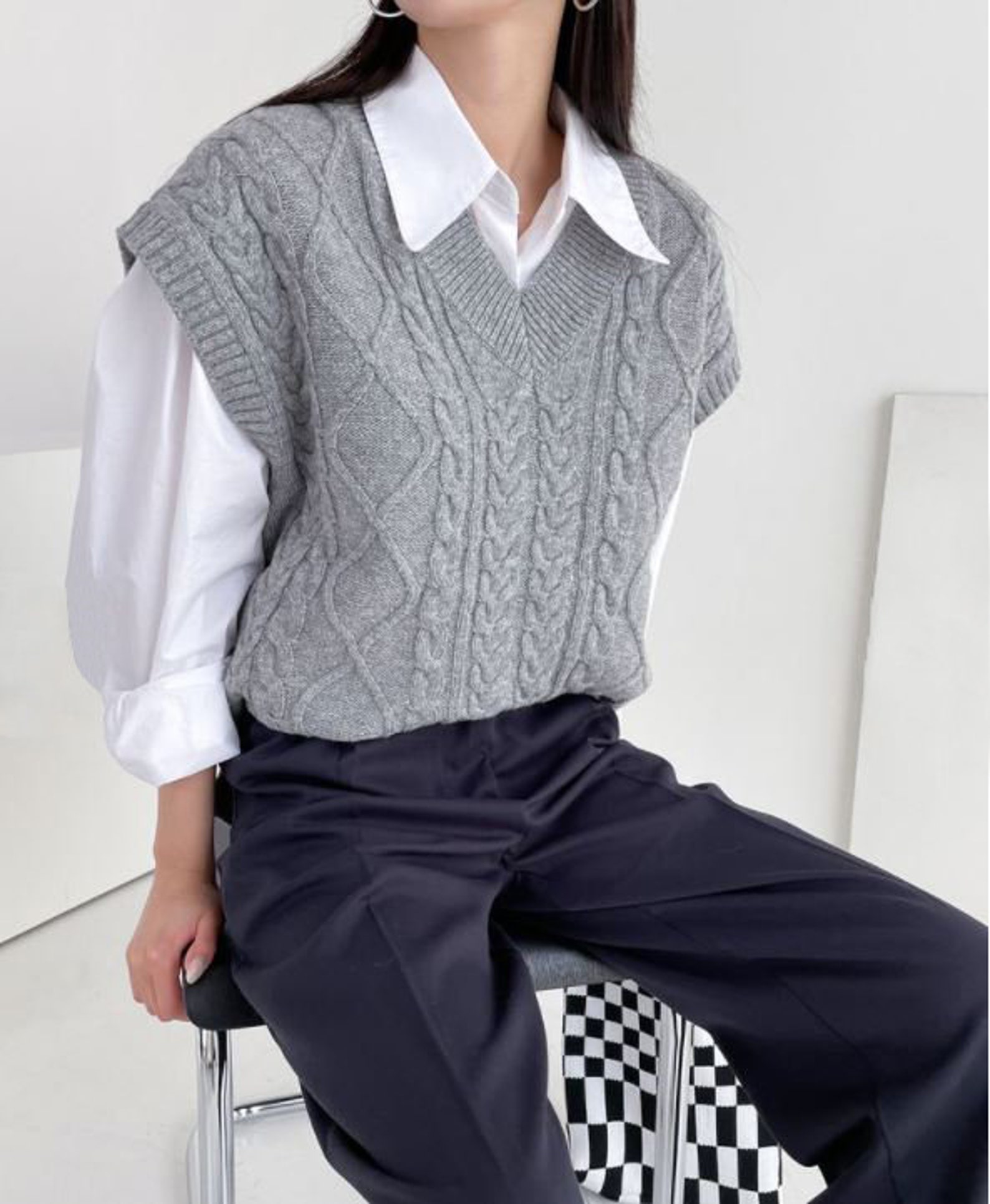 Sweater Vest / Knit Vest / Cable Sweater Vest / Knit Sweater Vest for ...