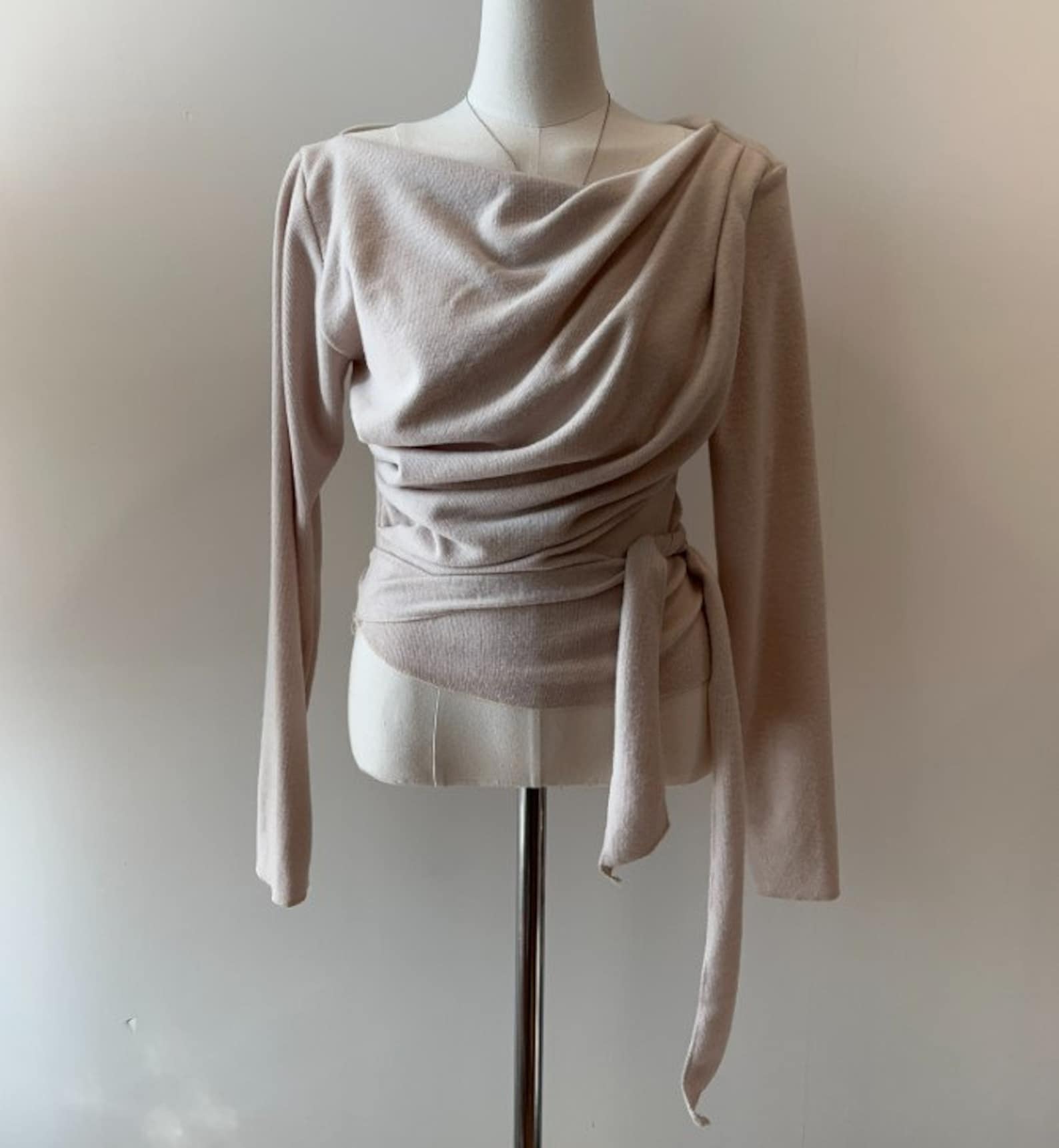 Boat Neck Top / Unbalanced Shirring Neck Top / Wrap Mood Top / Tunic ...