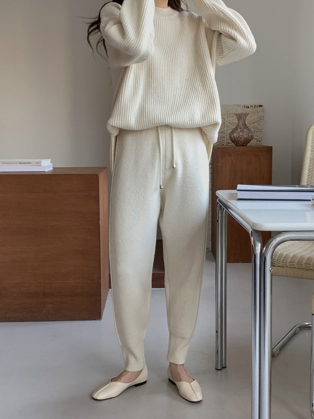 Knit Pants / Loose Fit Knit Pants / Sweater Pants / Banding Pants ...
