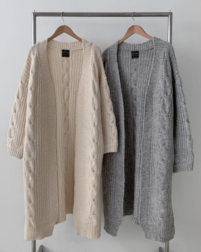 Wool Knit Cardigan / Maxi Long Cardigan / Cable Maxi Cardigan / Sweater ...