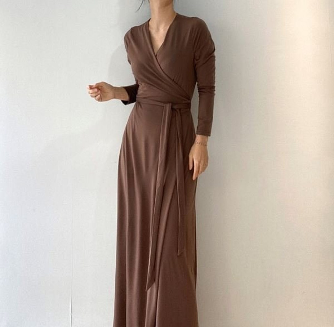 Wrap Dress / Mood Wrap Dress / Drape Dress / Shirring Wrap Dress ...