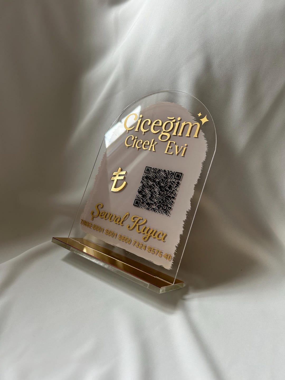 Oval Plexiglass QR Code Stand - Personalized Elegant Business Display ...