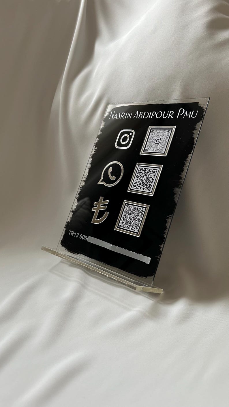 Hand-painted Custom Plexiglass QR Code Sign, 3 QR Code Stand for ...