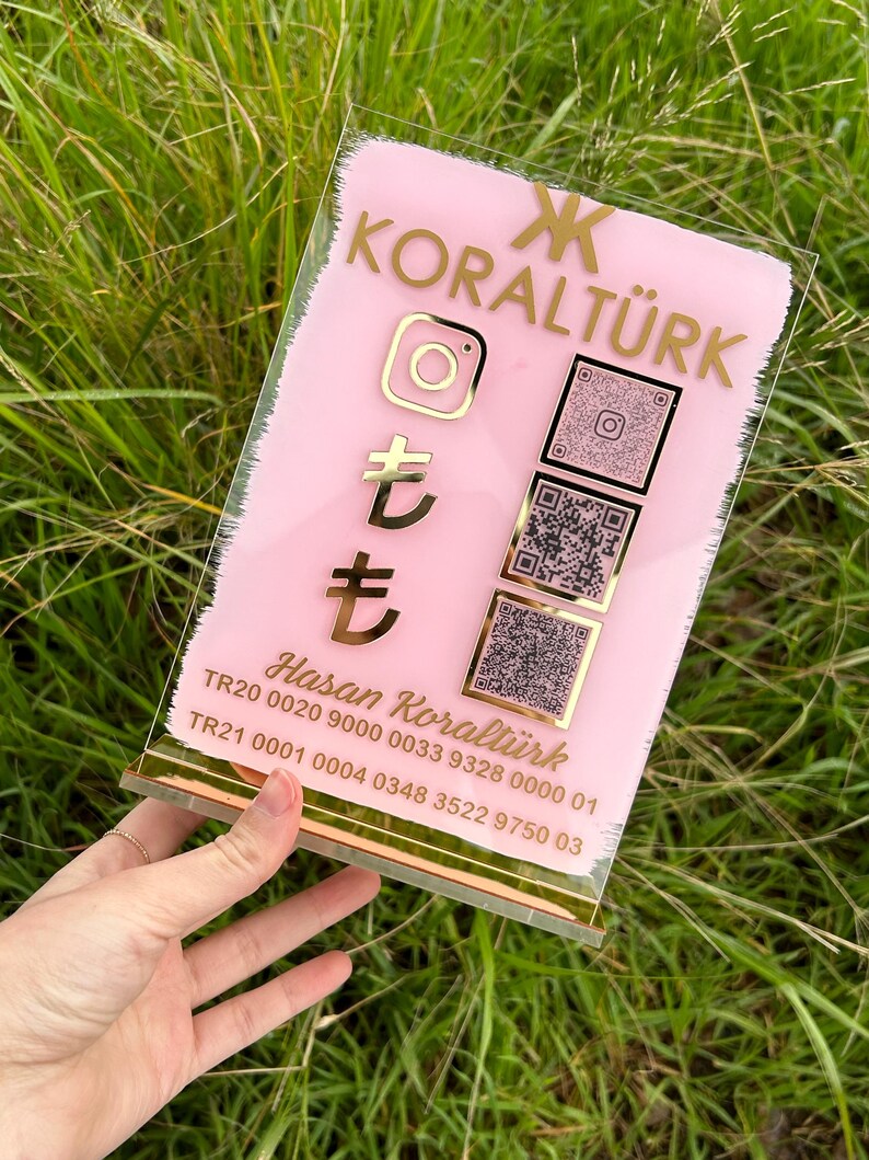 Hand-painted Custom Plexiglass QR Code Sign, 3 QR Code Stand for ...