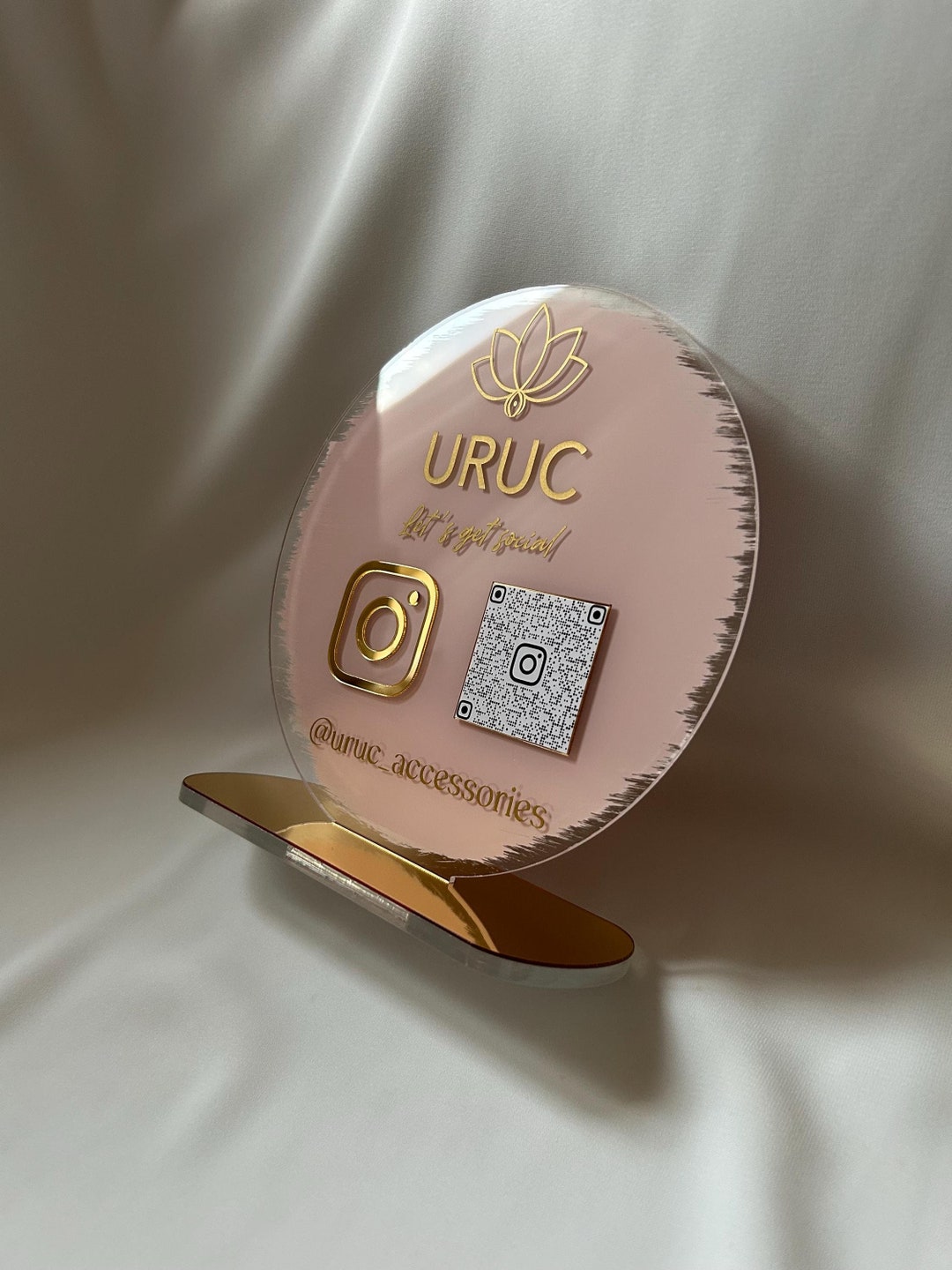 Round Plexiglass QR Code Stand – Custom Business Display for Payments ...