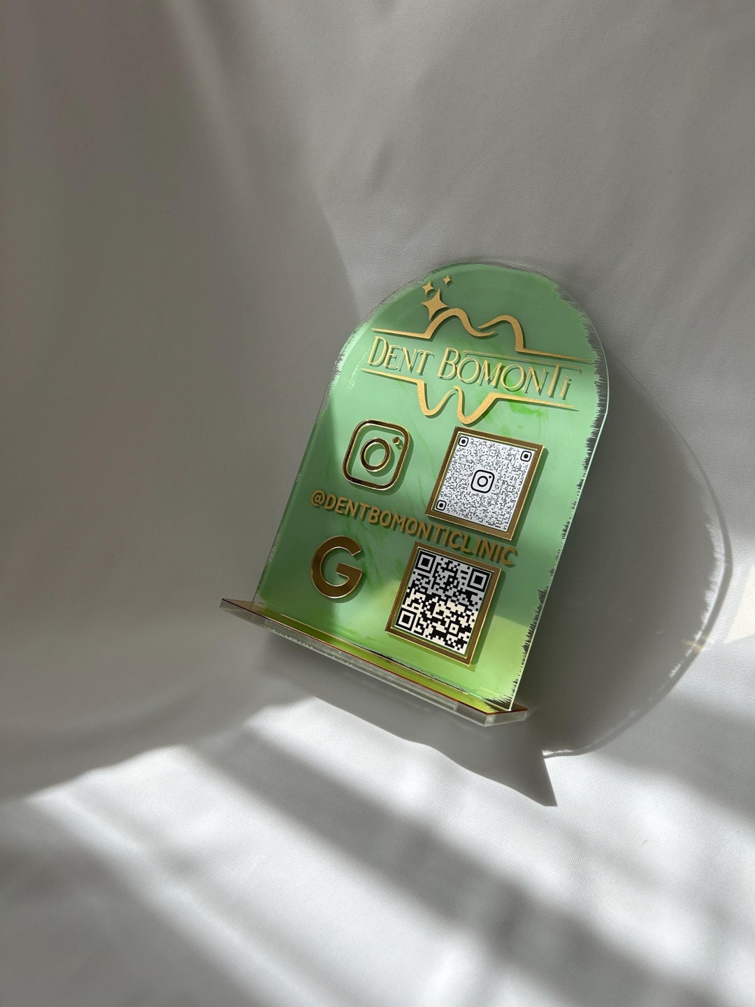 Oval Plexiglass 2 QR Code Stand - Personalized Elegant Business Display ...